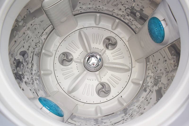 Inside of Washing Machine. Rotating Inner Tub. Material Metal. Close-up ...
