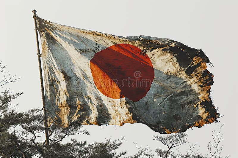 The Picture of Japanese Flag with Red Sun on White Background Stock ...