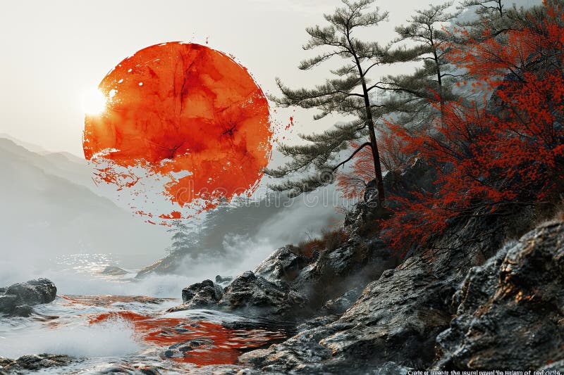 The Picture of Japanese Flag with Red Sun on White Background Stock ...