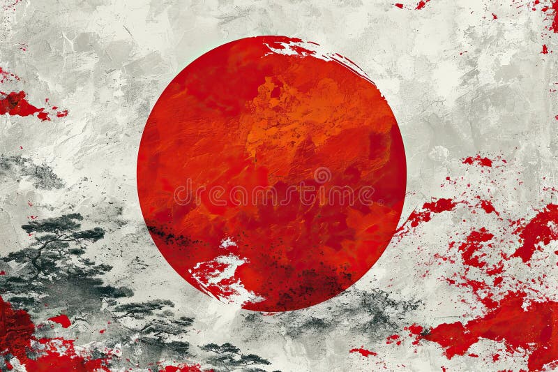 The Picture of Japanese Flag with Red Sun on White Background Stock ...
