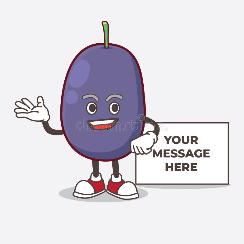 Java Plum Cartoon Mascot Character with Whiteboard Stock Vector ...
