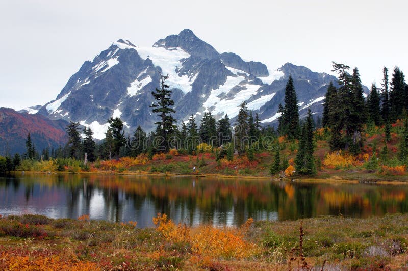 Picture Lake at Mount Baker Stock Image - Image of reflection, baker ...