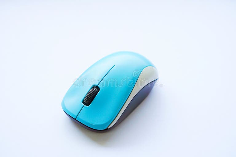 A Picture of Light Blue Wireless Mouse Stock Photo - Image of wheel ...