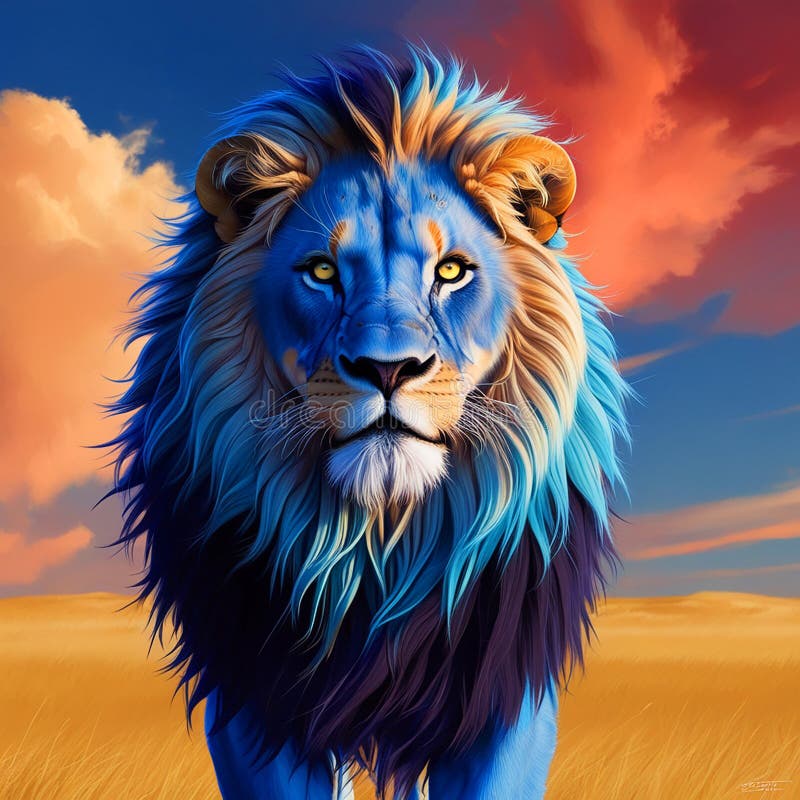 The blue lion stock illustration. Illustration of copy - 326468568