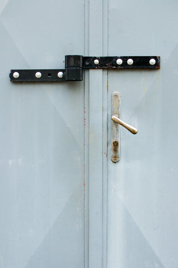 Picture of Locked Hasp on Grey Metal Gate - Image. Front View on Locked ...