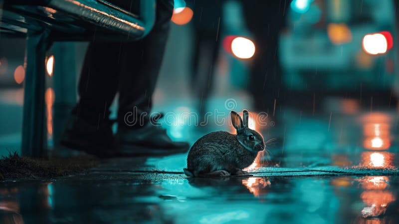 Picture of Lonely Rabbit in the Rain Stock Photo - Image of rabbit ...
