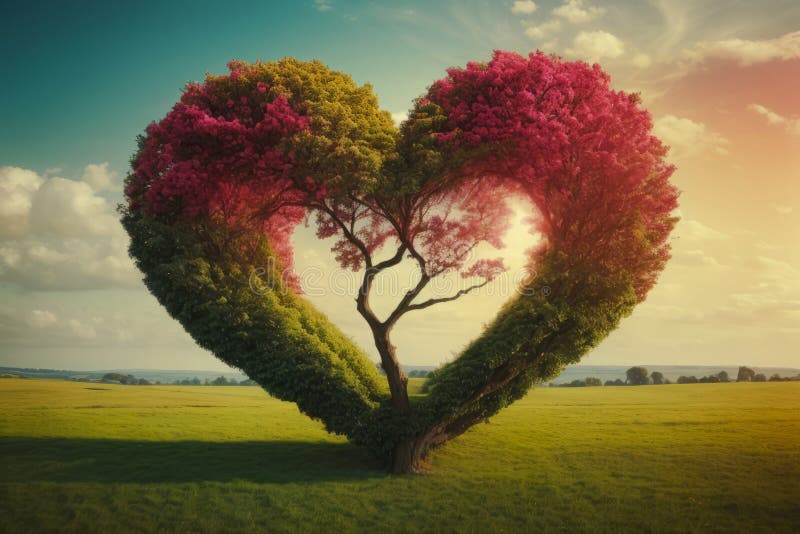 Lovely tree of love heart stock illustration. Illustration of beauty ...