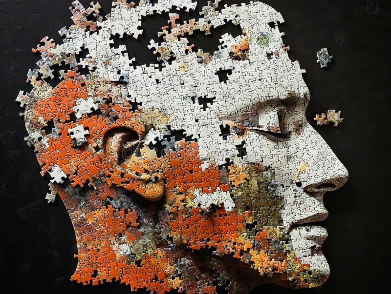 A Picture of a Man S Face Made Out of Puzzle Pieces Stock Image - Image ...