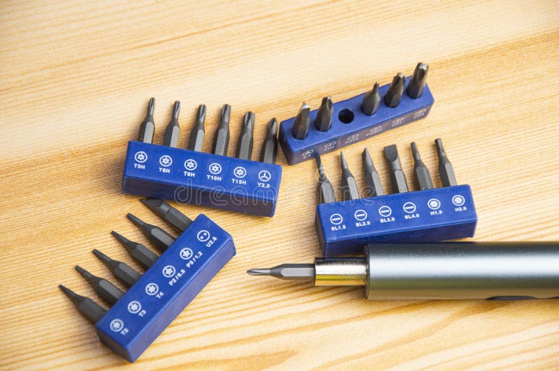 Picture of a Mini Electric Screwdriver, Interchangeable Tip, Placed on ...
