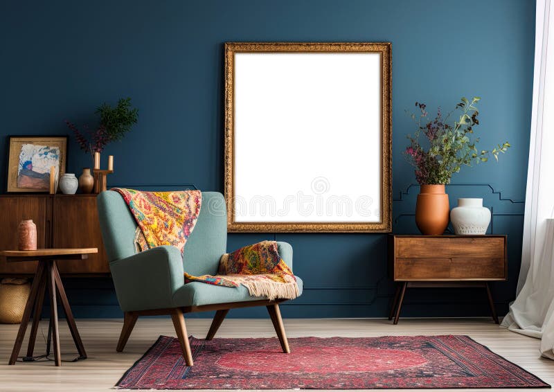 Picture Mock Up on the Wall in Living Room Interior. Empty Space for a ...
