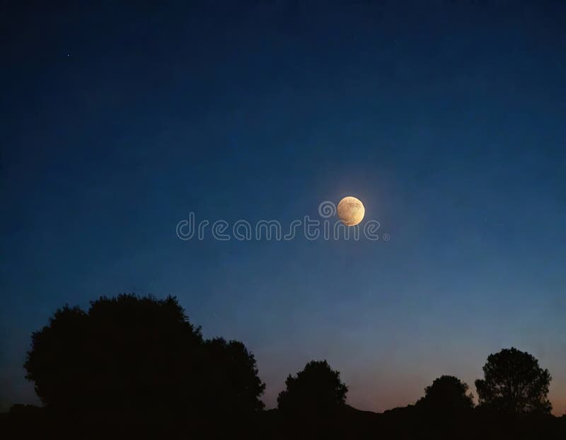 Picture of the Moon from Afar in the Middle of the Night in the Sky ...