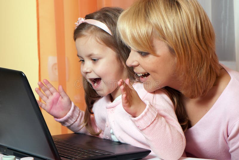 Picture of Mother and Child with Laptop Computer Stock Image - Image of ...