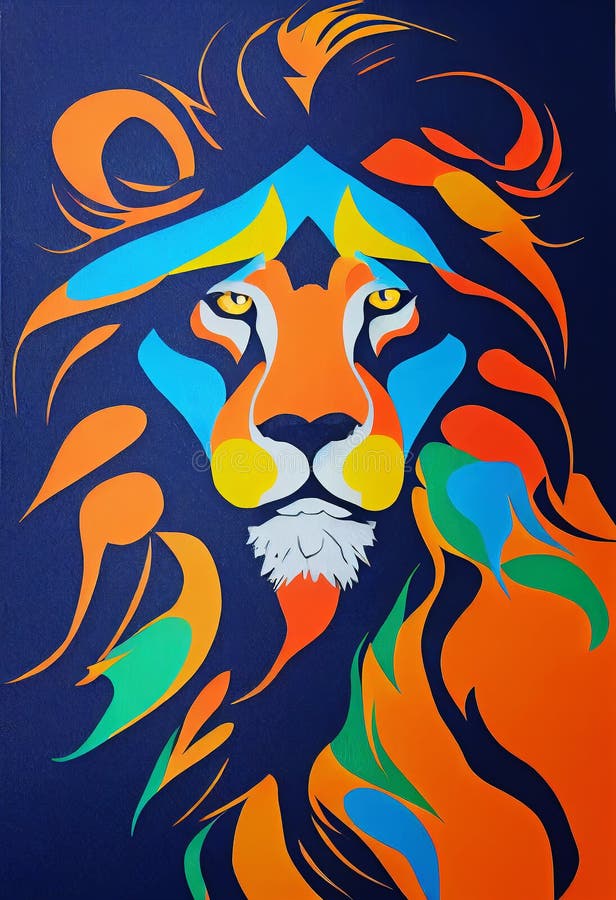 A Picture of a Multi-colored Muzzle of a Lion. Close-up. Warm and Cold ...