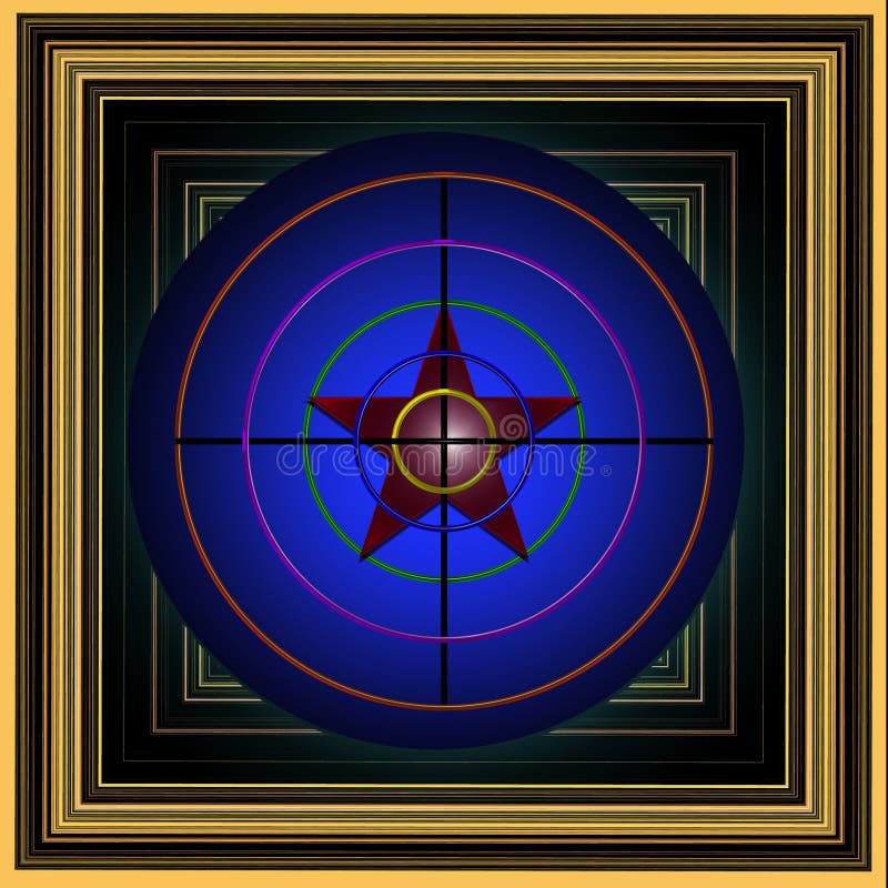 Picture with a Multi-colored Target with a Red Star. Stock Illustration ...