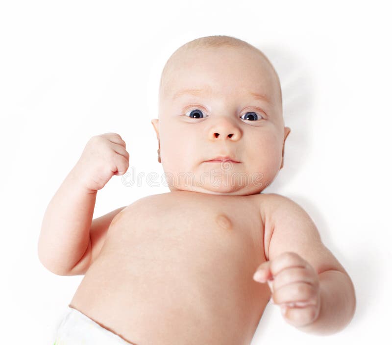 Satisfied Baby Thumbs Up Her Finger Isolated Stock Image - Image of ...