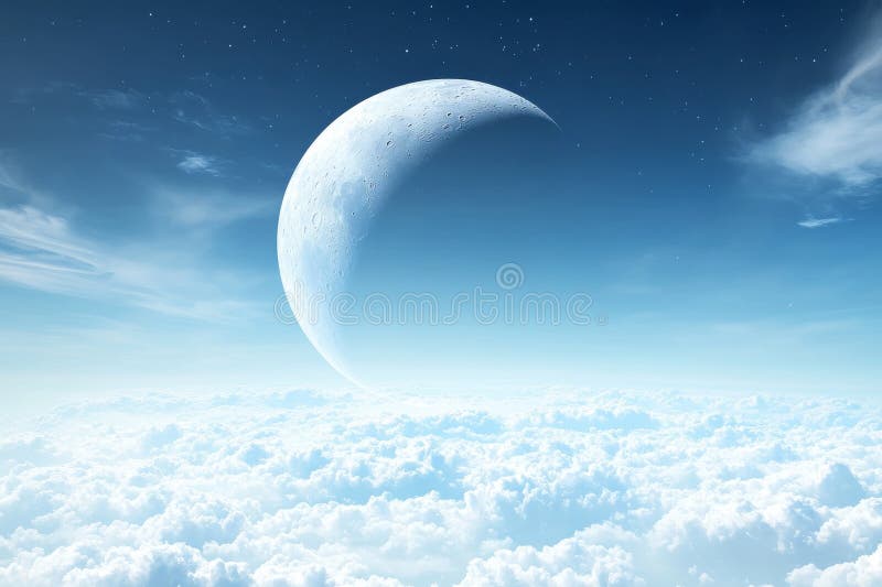 Picture of the Night with a Bright Moon Shining Above the Clouds in a ...