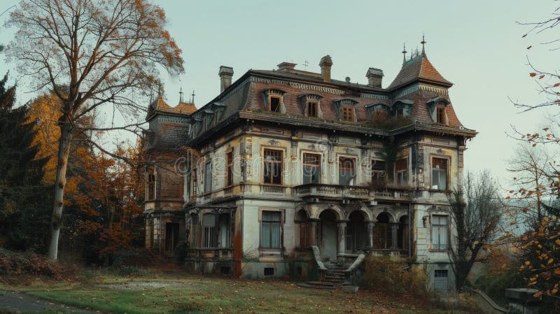 A Picture of an Old House with Multiple Windows Stock Image - Image of ...