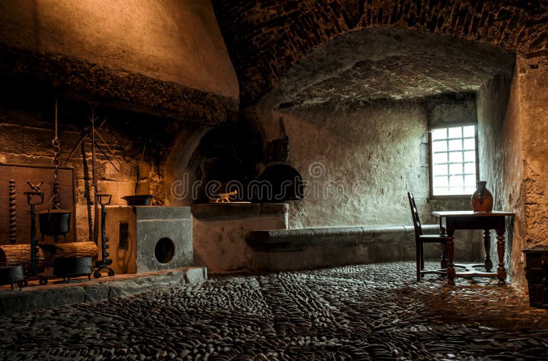 Old Kitchen in a Castle stock photo. Image of light - 123252198