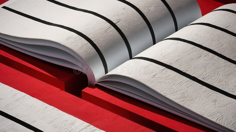 Picture of Open Book with Empty White Pages and Black Horizontal Lines ...