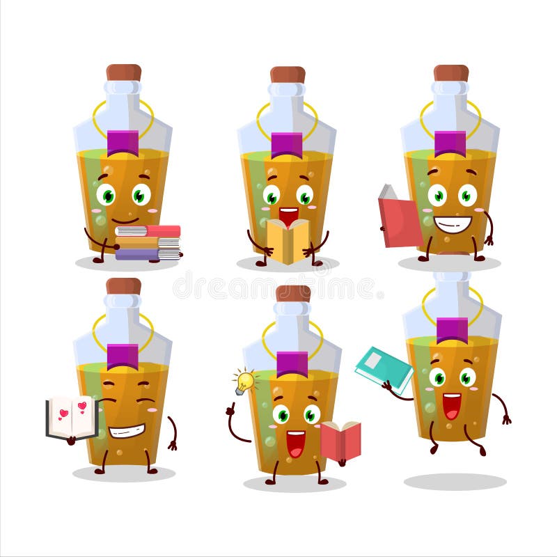 A Picture of Orange Magic Potion Cartoon Character Concept Reading an ...
