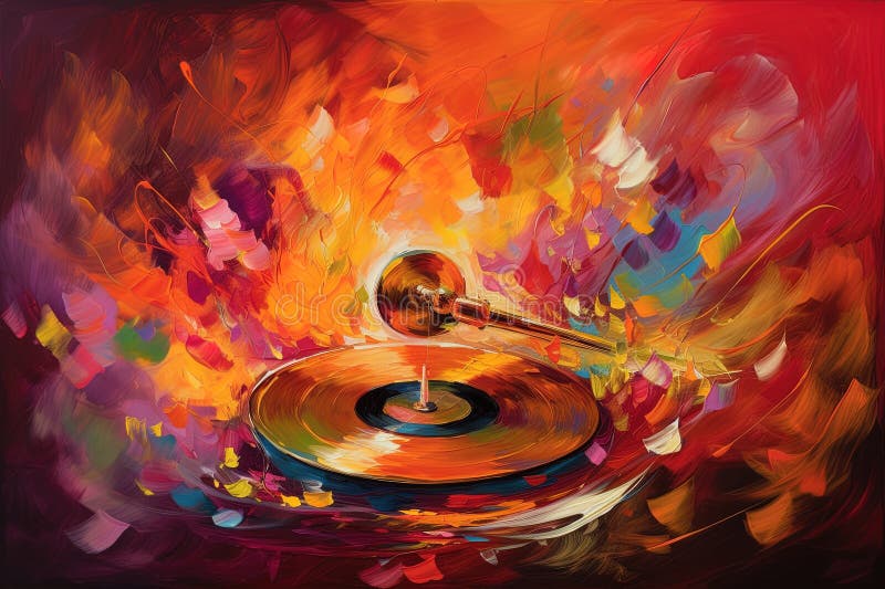 Picture Painted with Old Gramophone. Music Day Concept Stock ...