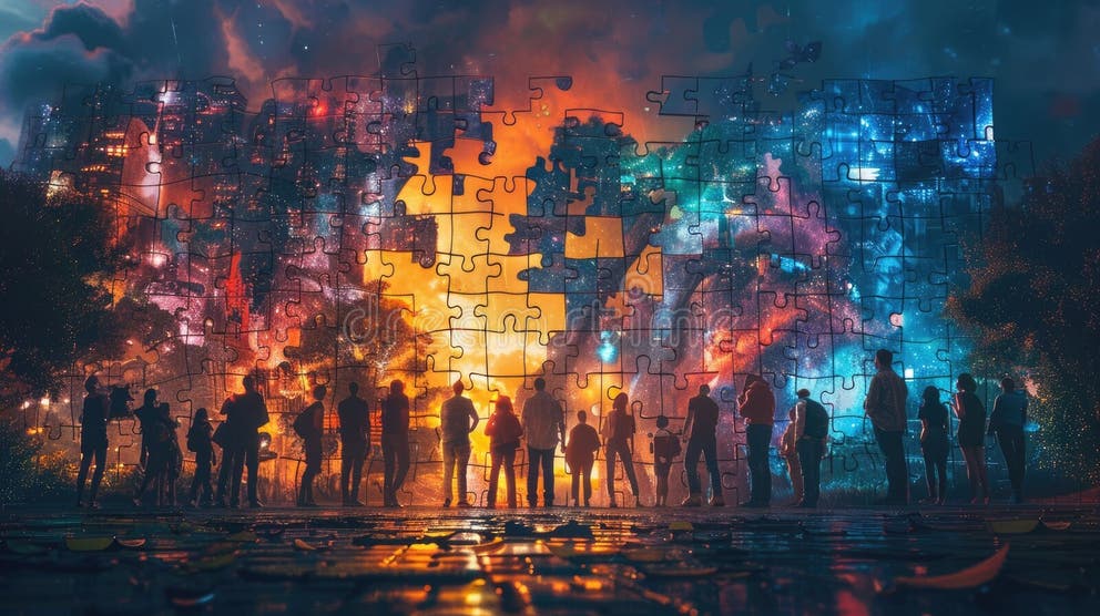 Picture of People Together Solve Puzzle Supporting Team with Fresh Idea ...