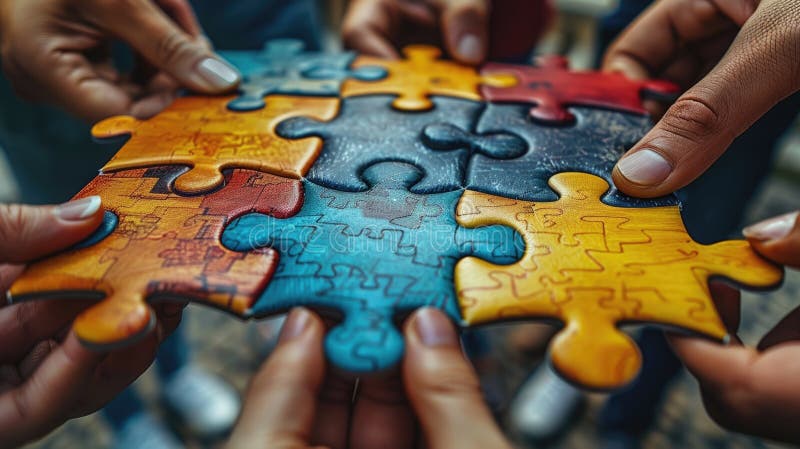 Picture of People Together Solve Puzzle Supporting Team with Fresh Idea ...