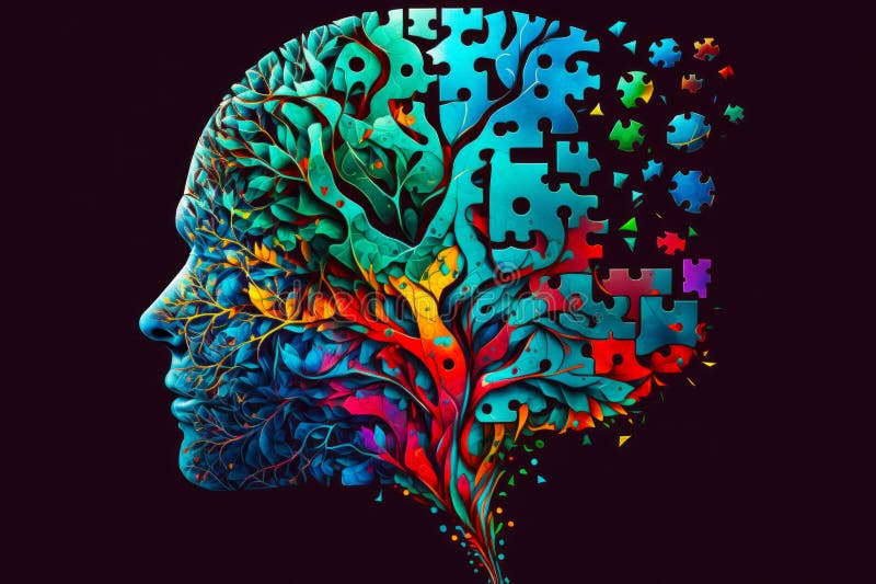 Picture of Person S Head with Puzzle Pieces in the Shape of Brain ...