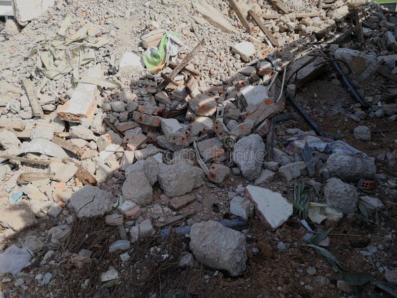 A Picture of a Pile of Stone and Mortar Caused by the Demolition of a ...
