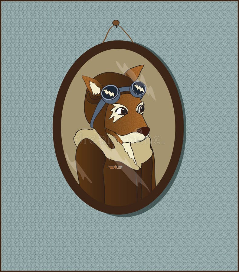 Picture of Pilot Fox Hanging on Wall Stock Vector - Illustration of ...