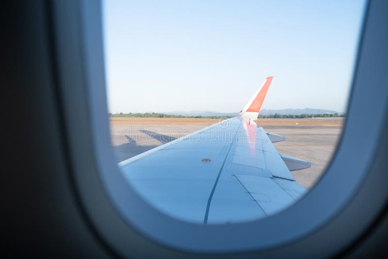 The Picture of Plane Wing from the Plane Window View Stock Image ...