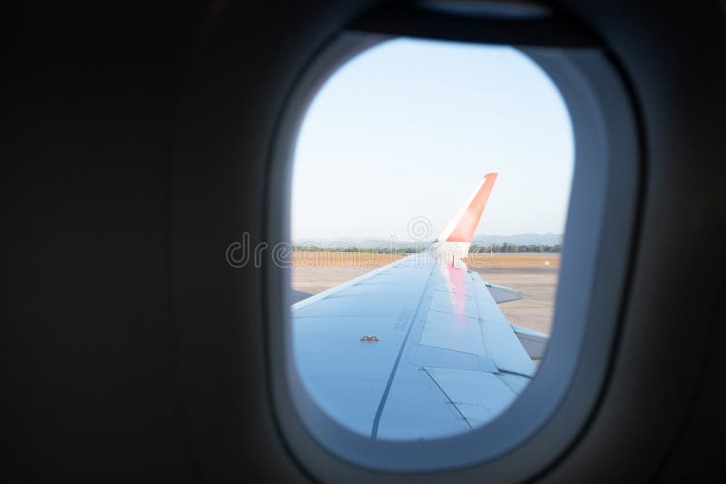The Picture of Plane Wing from the Plane Window View Stock Image ...
