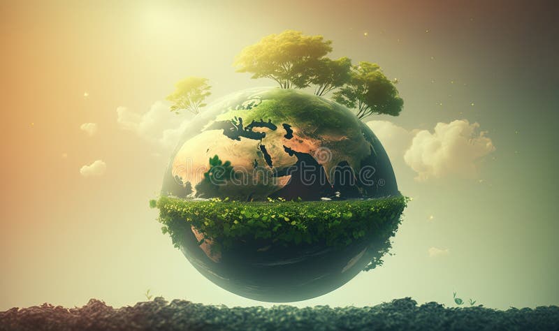 A Picture of a Planet with Trees on Top of it Stock Illustration ...