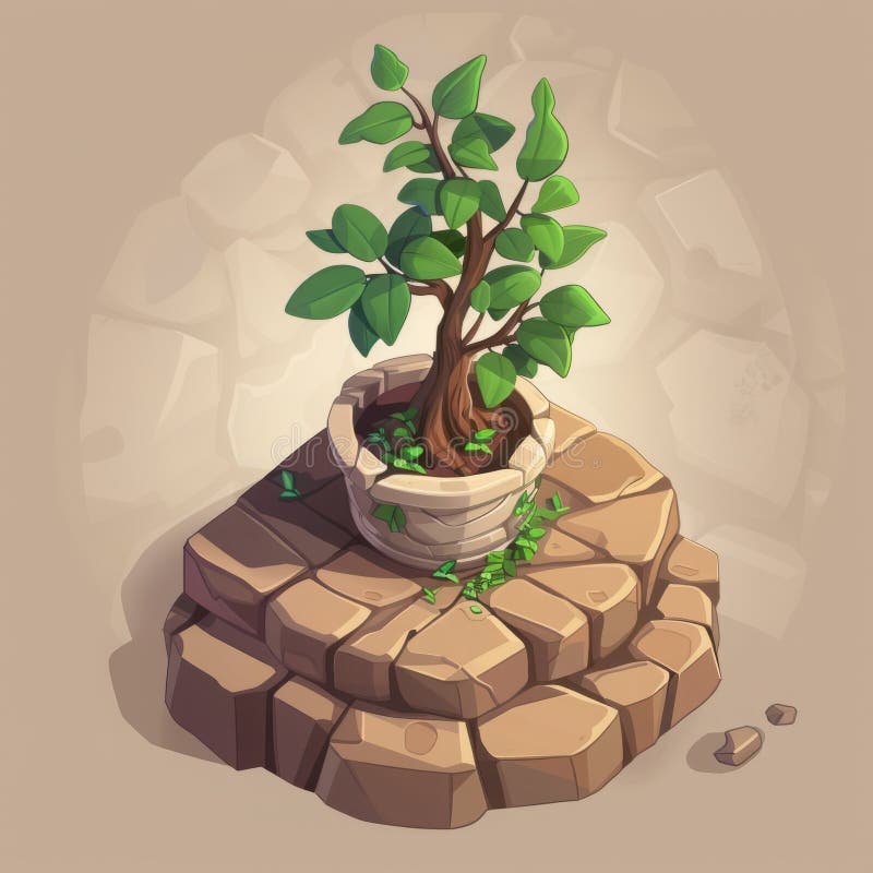 Picture of Planting Trees in Pots Stock Illustration - Illustration of ...