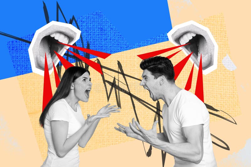 Picture Poster Creative Pop Collage Image of Angry Aggressive People ...