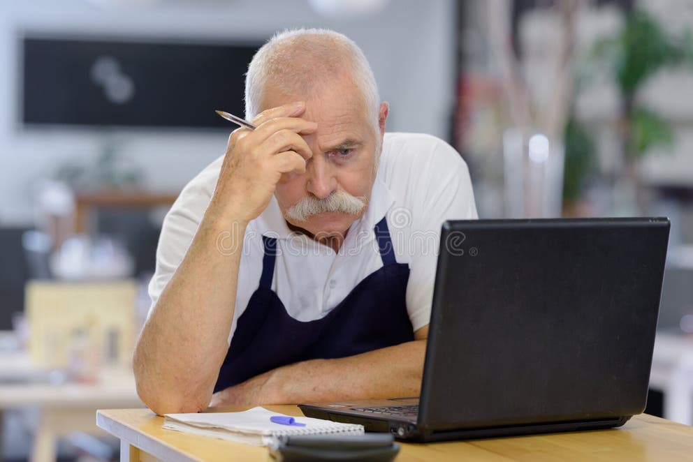 Picture Problematic Worker in Workshop Stock Image - Image of portrait ...