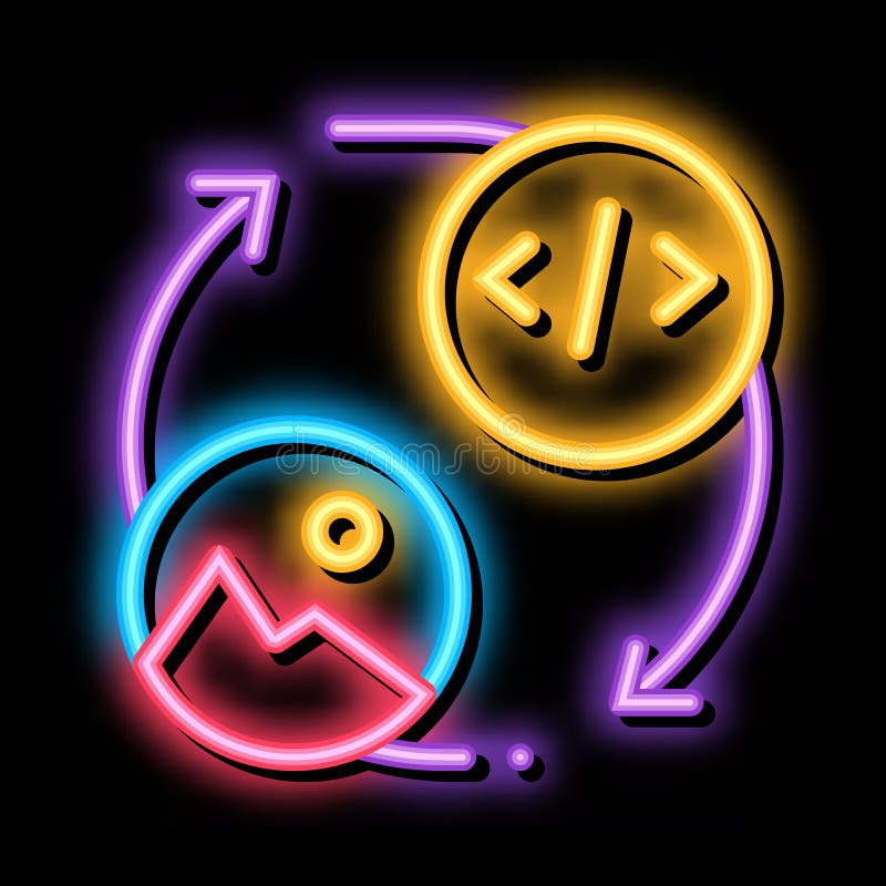 Picture Programming Code Neon Glow Icon Illustration Stock Vector ...