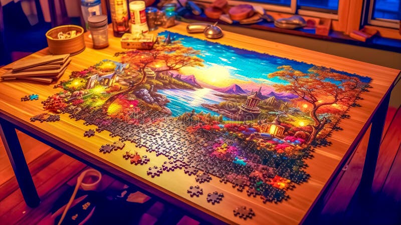A Picture from a Puzzle, Creative Game, Made with Generative AI Stock Illustration ...