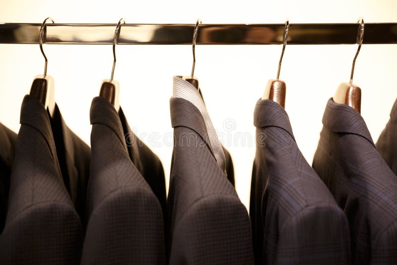 Picture of rack with suits stock image. Image of shop - 91448205