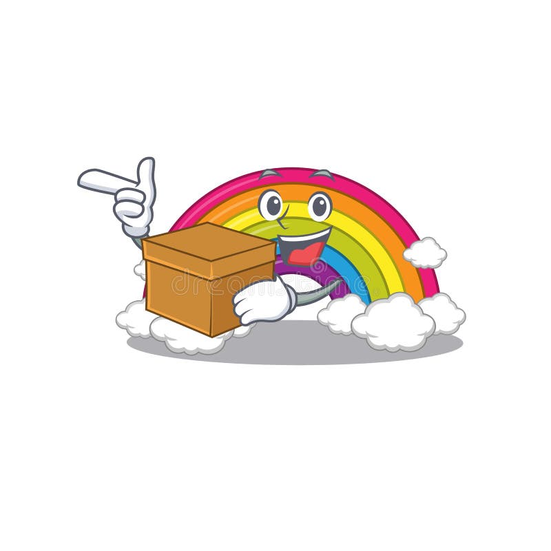 An Picture of Rainbow Cartoon Design Concept Holding a Box Stock Vector ...