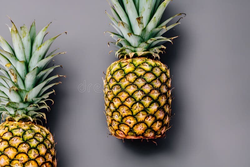 Picture of the Raw Pineapple with Green Leaves and Skin Stock ...