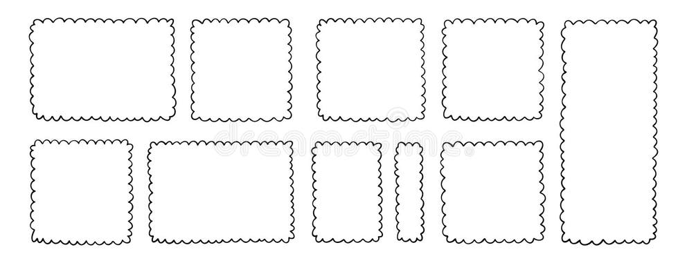 Picture Rectangle Cute Line Wavy Frame, Frame Doodle Line Hand Drawn ...