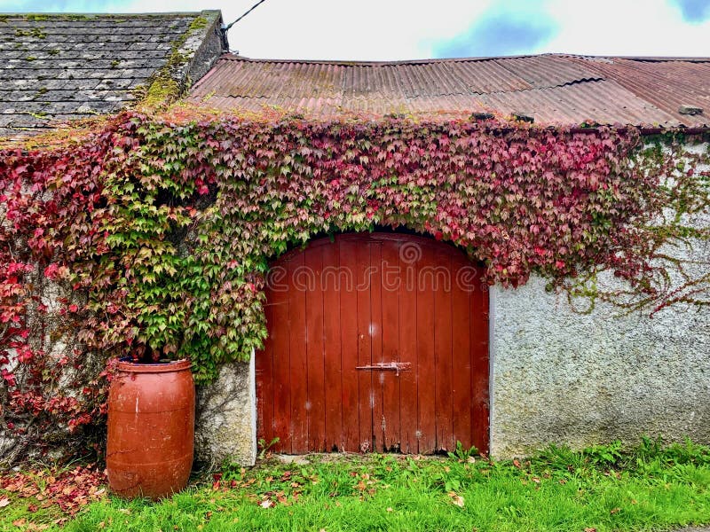 Red Barn Doors on Country Shed, Ireland Stock Image - Image of house ...