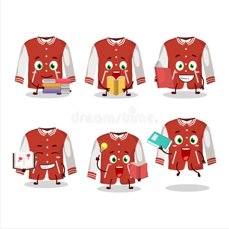 A Picture of Red Baseball Jacket Cartoon Character Concept Reading an ...