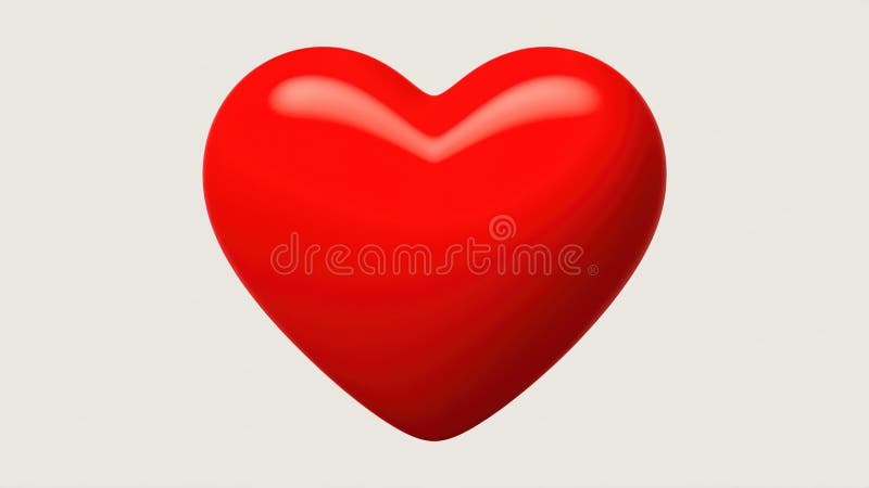PIcture of Red Heart with Shining Shadow on White Background ...