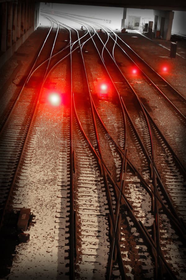 Red Lights on a Train Track Stock Image - Image of travel, industry ...