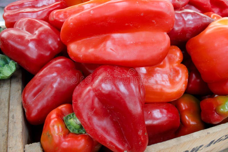 Picture of Red Peppers in a Box Stock Photo - Image of fruit, citrus ...
