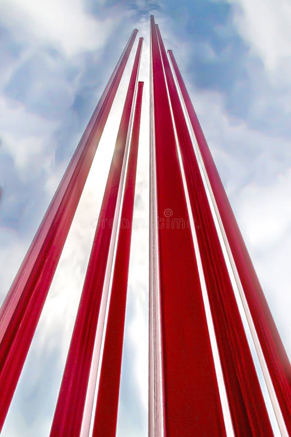 Red Poles Going Up into a Cloudy Sky Stock Image - Image of city, stars ...
