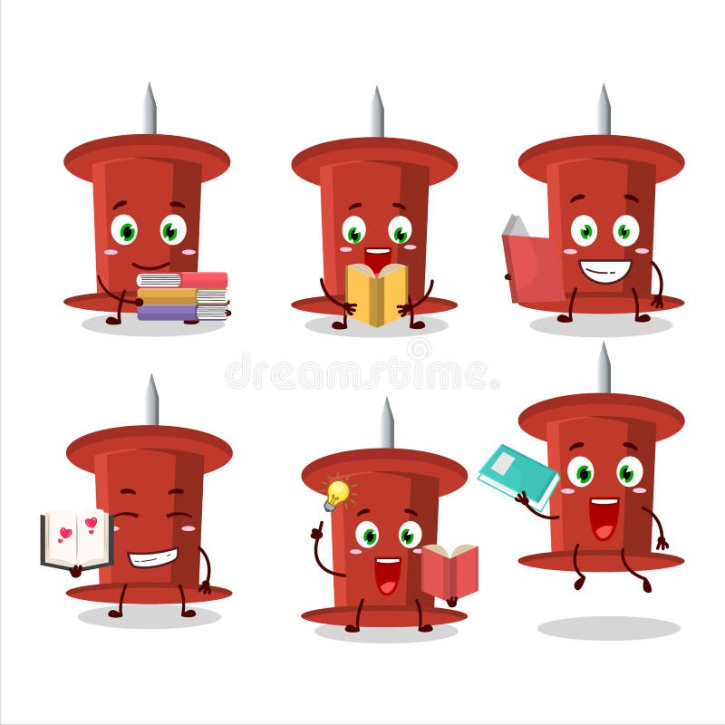 A Picture of Red Push Pin Cartoon Character Concept Reading an Amusing ...