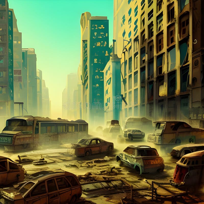 Ruined City in a Post Apocalyptic World Stock Illustration ... Ruined City in a Post Apocalyptic World Stock Illustration ...